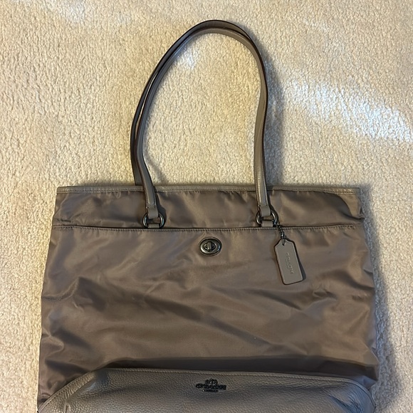 Coach | Bags | Coach Vinyl Leather Tote Euc | Poshmark